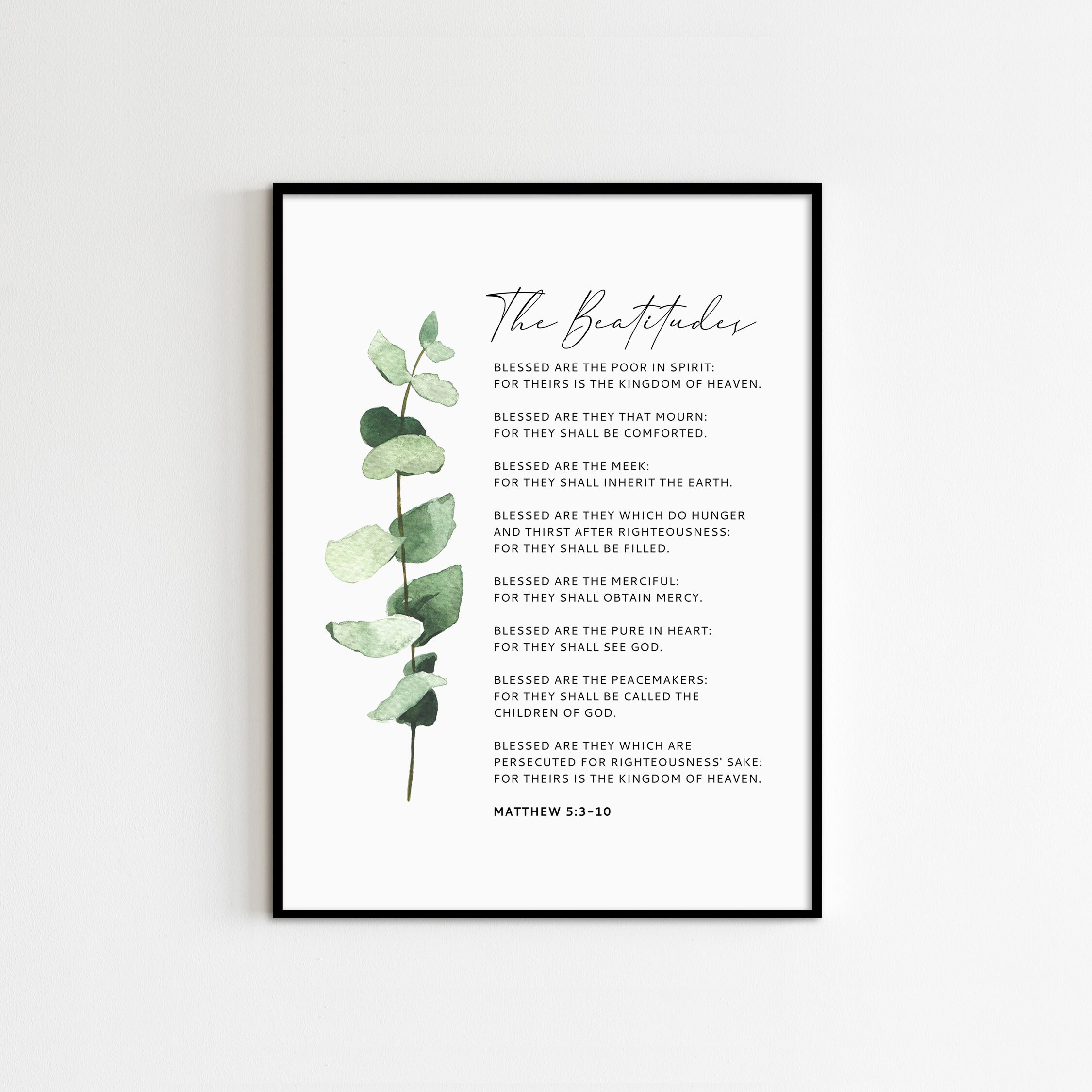 The Beatitudes Matthew 5:3-10 Bible Verse Wall Art Christian Scripture ...
