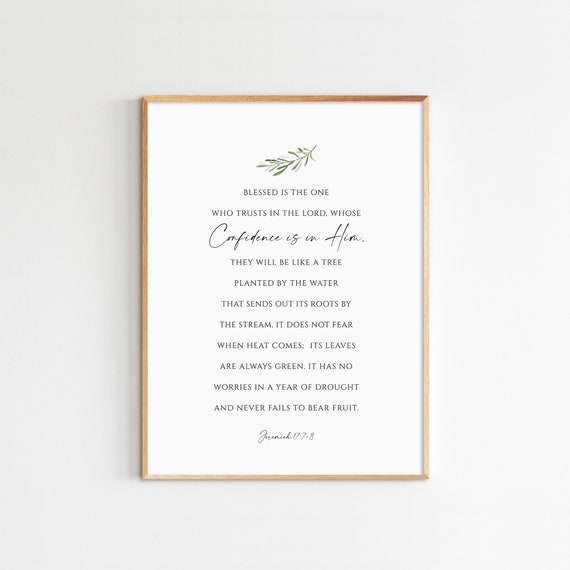 Jeremiah 17:7-8 Blessed is the One Who Trusts Bible Verse Wall - Etsy