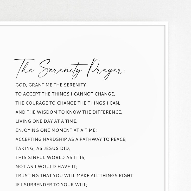 The Serenity Prayer Bible Verse Wall Art Christian Scripture Recovery ...