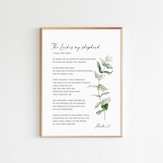 The Lord is My Shepherd Psalm 23 Bible Verse Prints Printable | Etsy