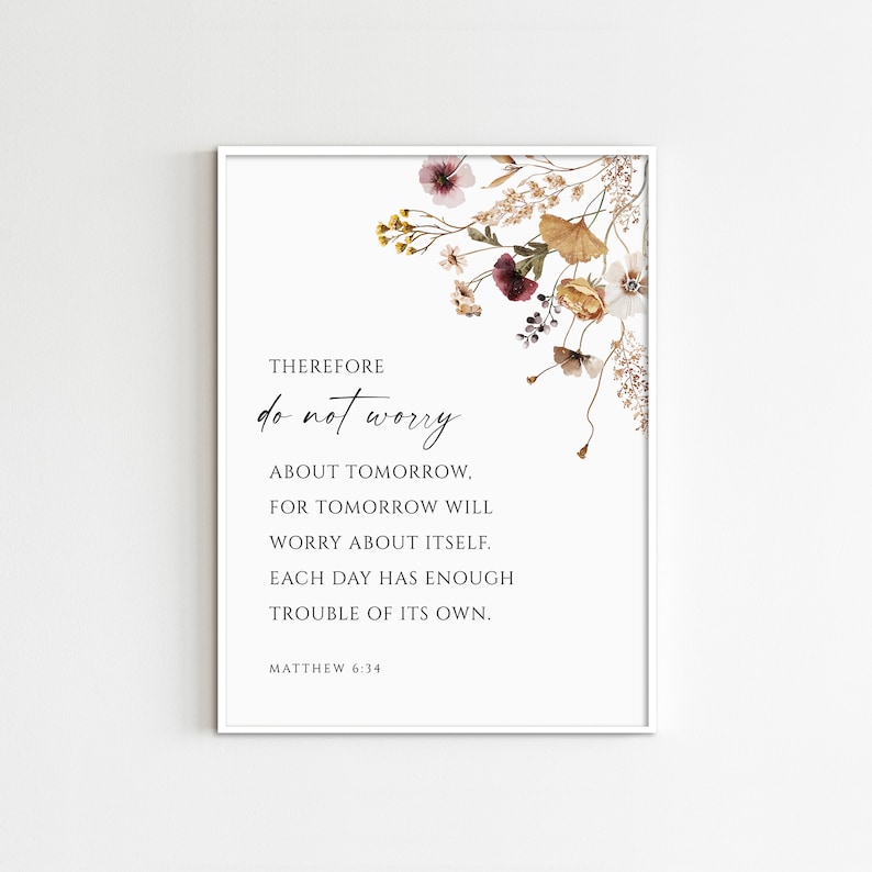 Matthew 6:33-34 Bible Verse Wall Art Watercolor Scripture Wild - Etsy