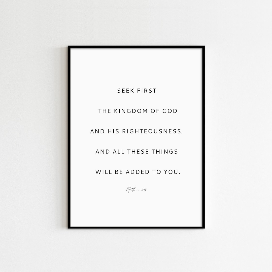 Matthew 6:33, Seek First the Kingdom of God, Bible Verse Wall Art ...
