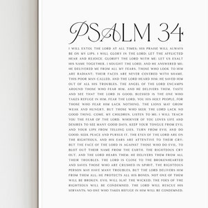 Psalm 34, Bible Verse Print , Bible Verse Wall Art, Printable Scripture ...