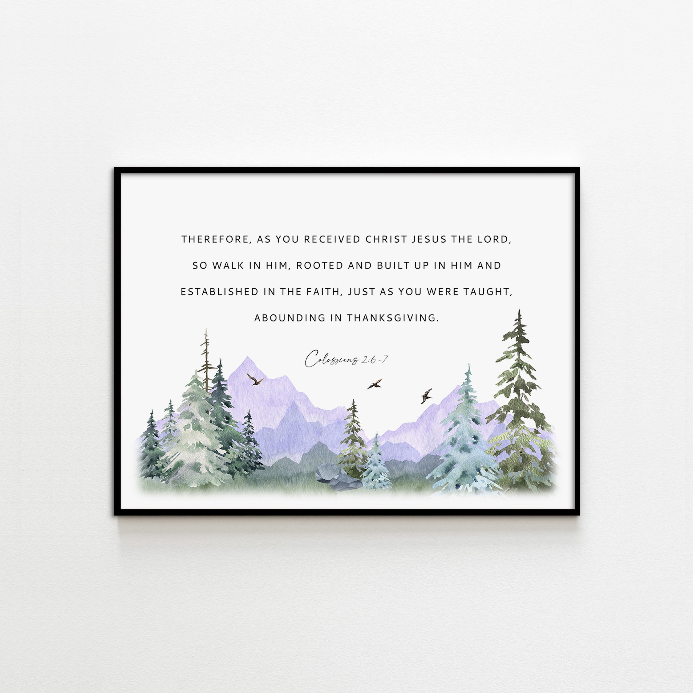 Colossians 2:6-7 Bible Verse Wall Art Printable Scripture Christian ...