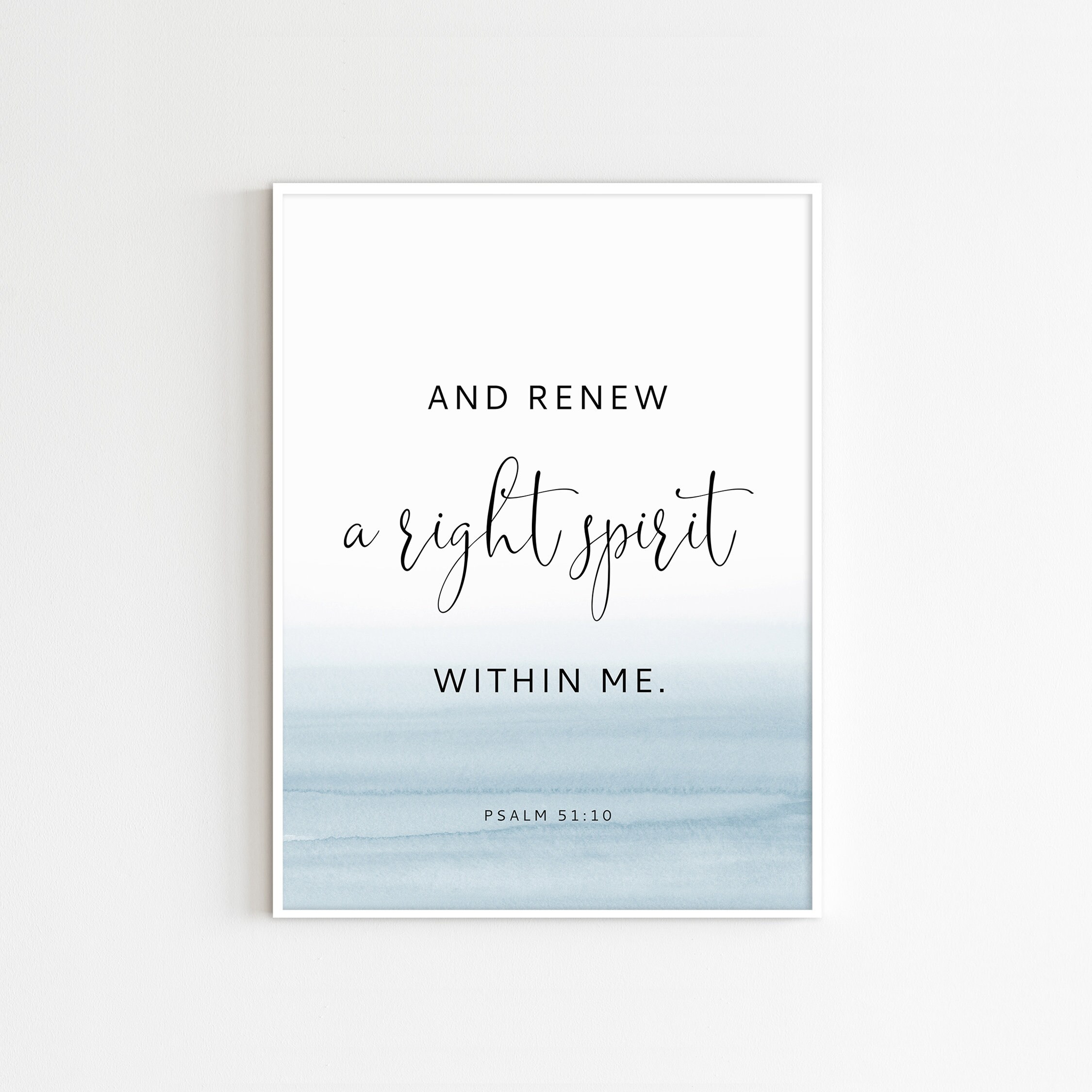 Psalm 51:10 Bible Verse Printable Wall Art Christian Wall Decor Laundry ...