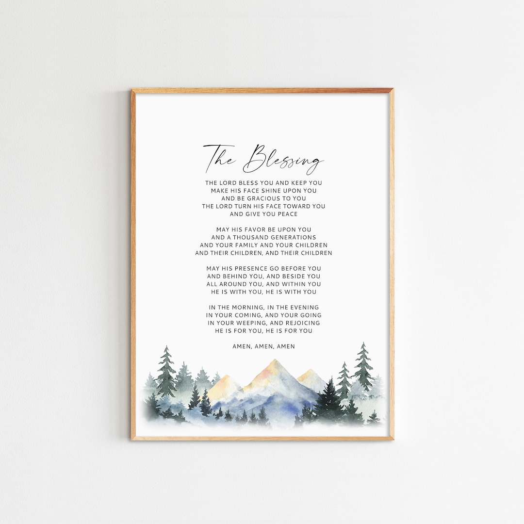 The Blessing Lyrics Watercolor Print: Christian Home Decor (digital ...