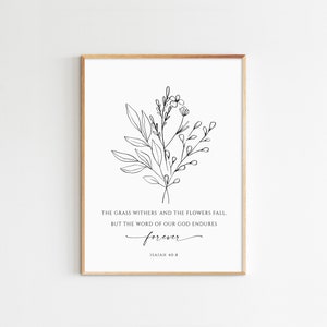 Isaiah 40:8 Bible Verse Wall Art Printable Scripture Christian Wall ...