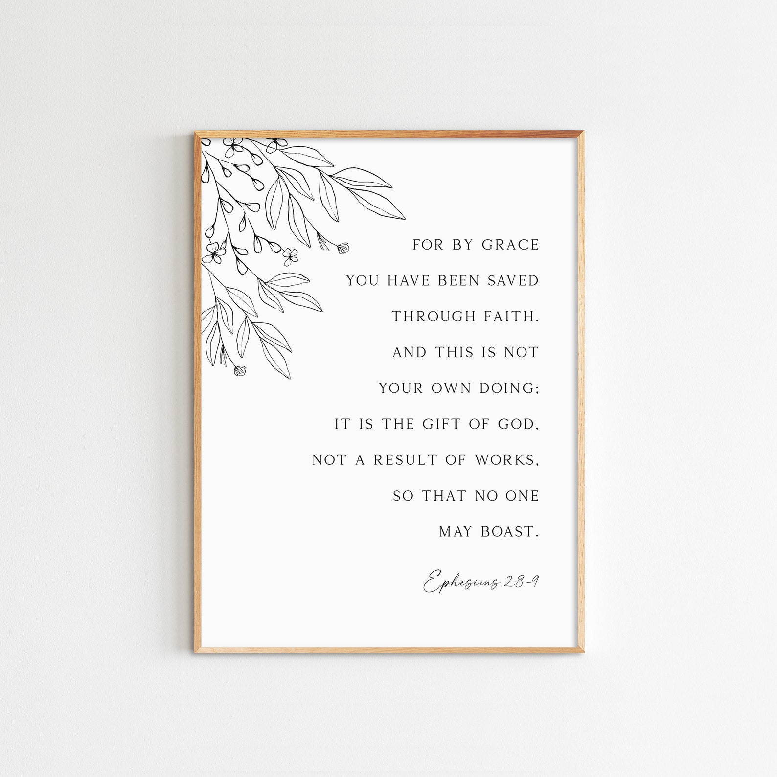 Ephesians 2:8-9 Bible Verse Wall Art Printable Scripture Printable ...