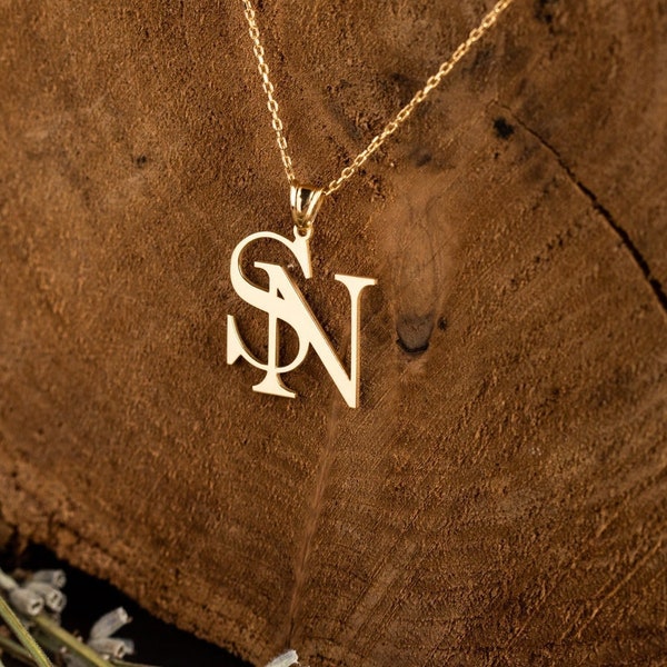 Two Initial Necklace - Etsy