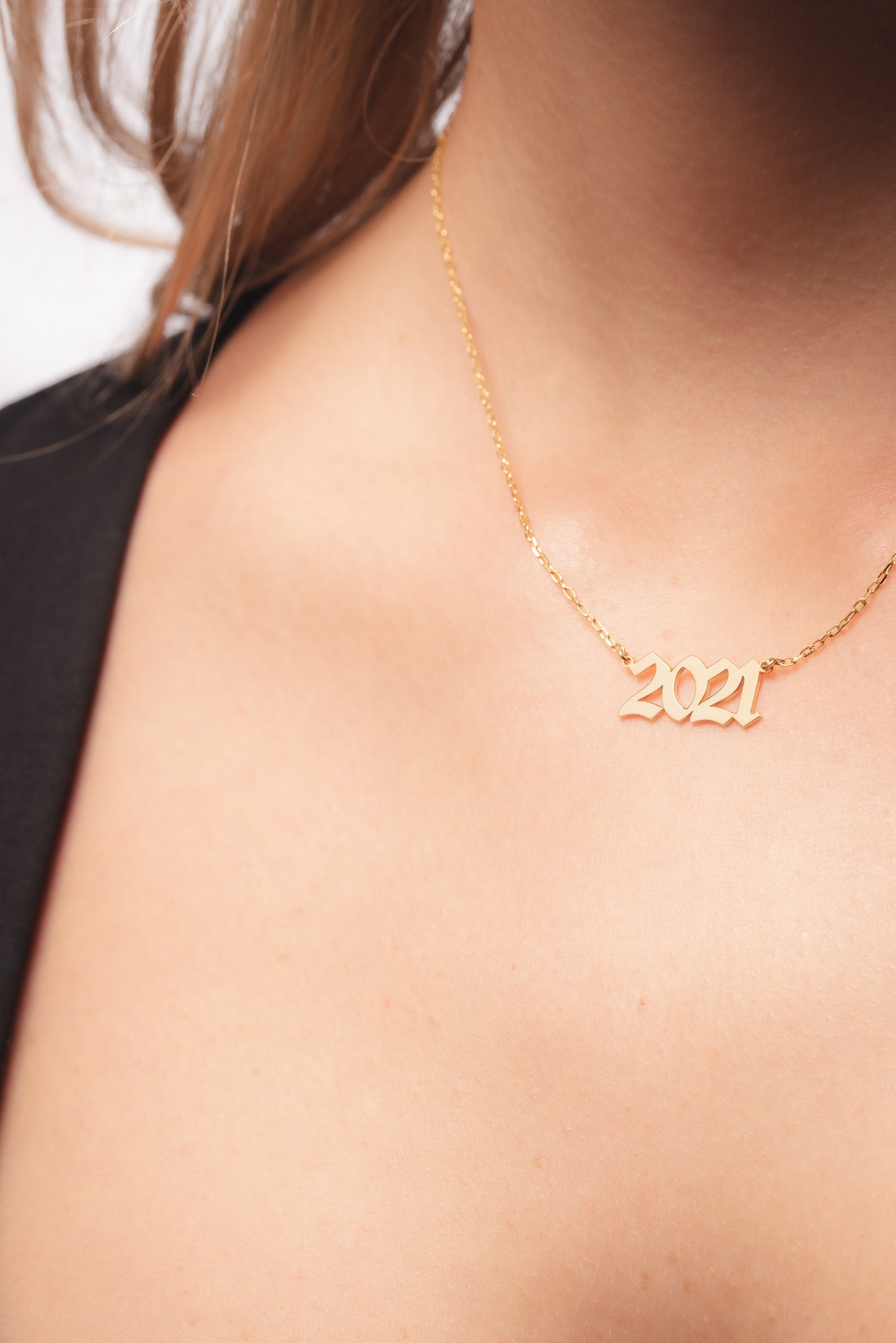 14K Solid Gold Number Necklace Gothic Numbers Necklace | Etsy