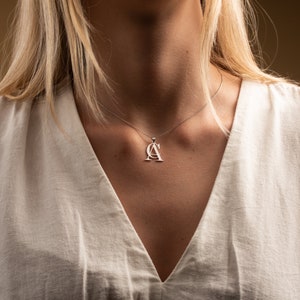 Handmade Double Initial Necklace: Sterling Silver Two Letter Pendant - Etsy