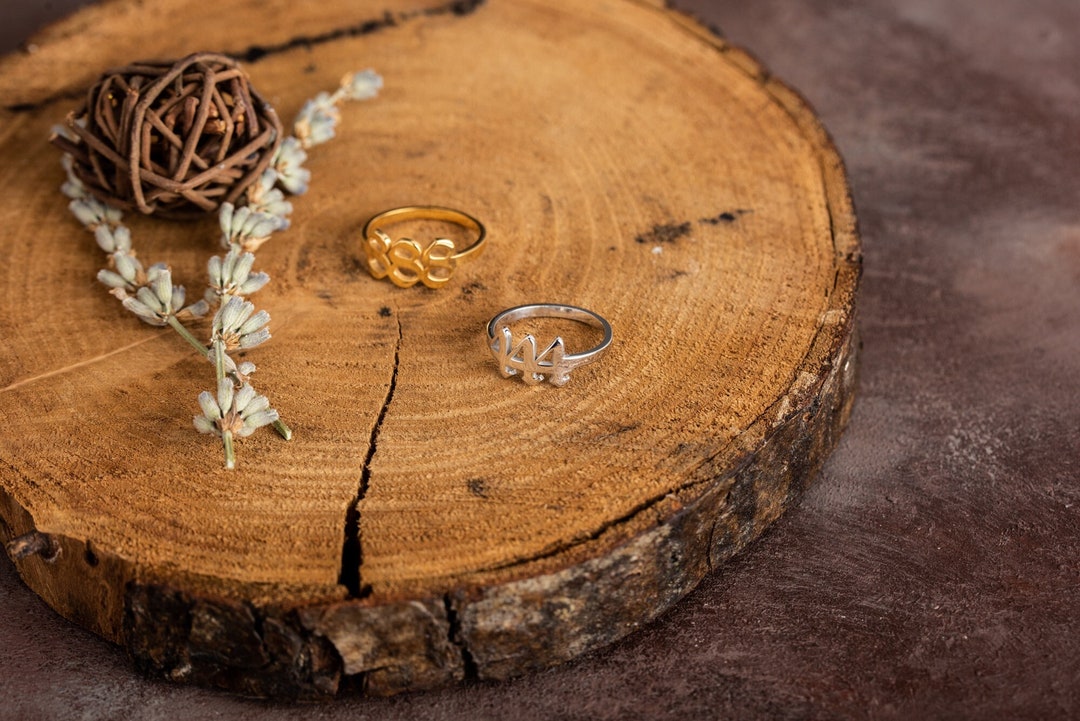 Personalized Number Ring - GOLD Year Ring - Date Ring - Stackable Ring ...