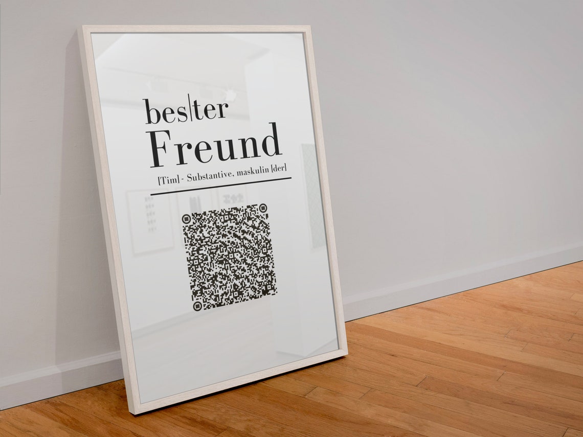 Bester Freund Definition Poster Personalisiert QR Code Text | Etsy