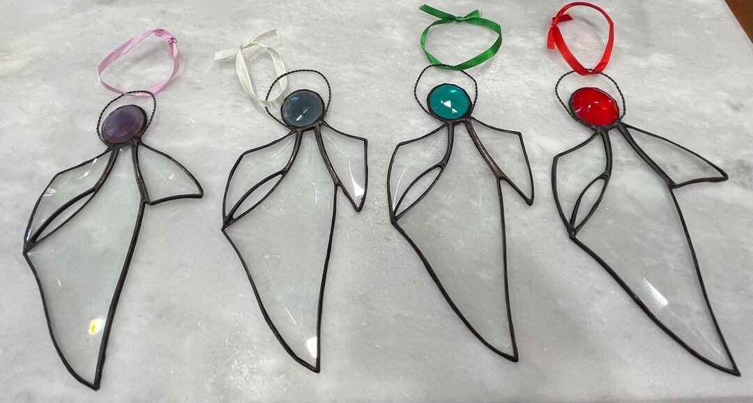 Stained Glass Bevel Angel With German Facel Jewel Suncatcher Christmas ...