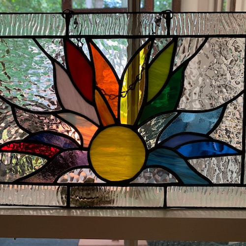 Rainbow Stained Glass Window Panel | Etsy Canada