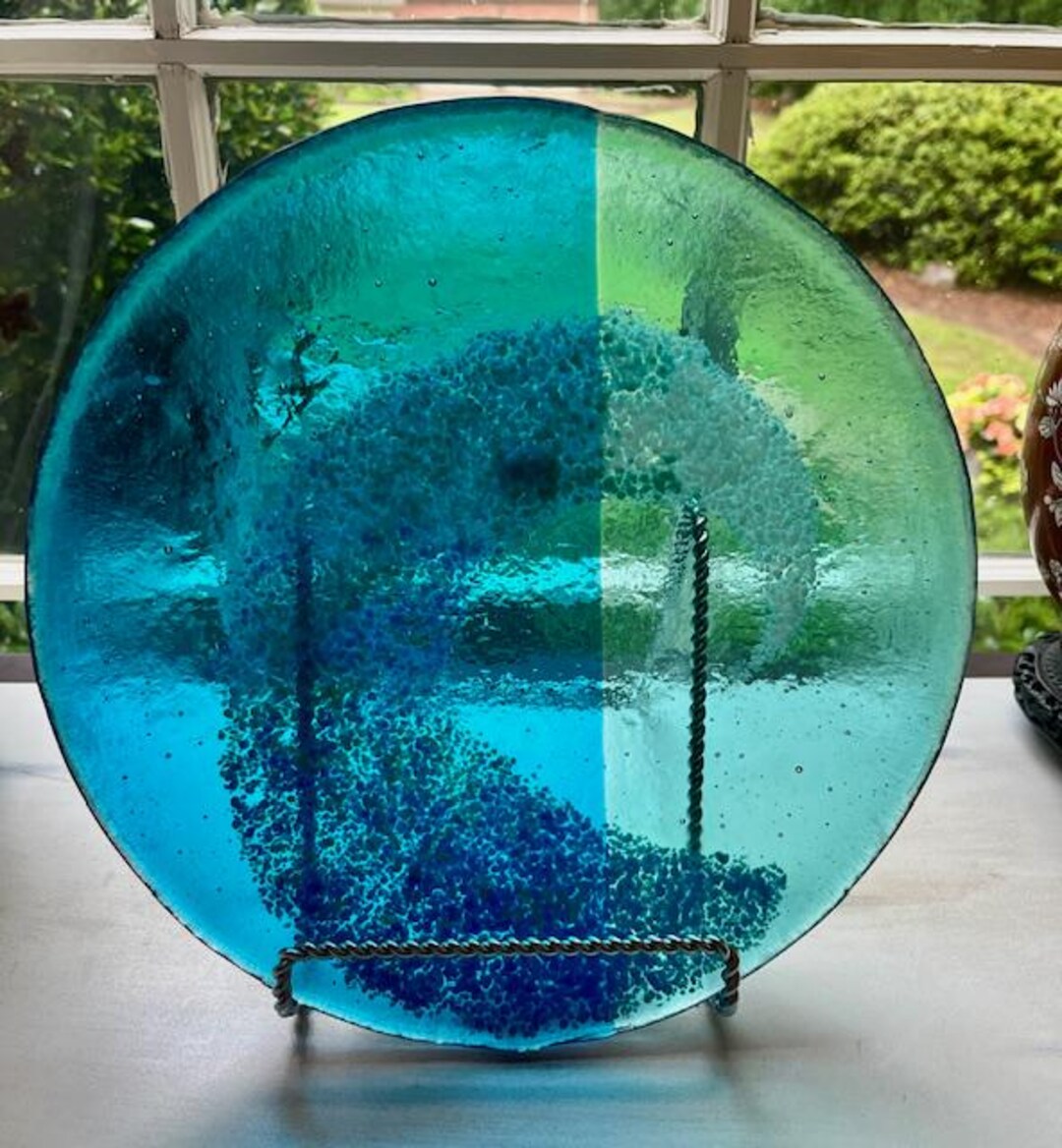 Ocean Wave Glass Serving Bowl - Decorative Blue and Aqua - Fused -11 ...