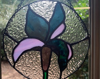 Stained Glass Blue Iris - Etsy