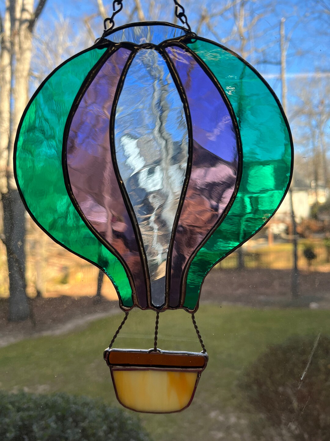 Stained Glass Hot Air Balloon Suncatcher Window Hanging Colorful Art - Etsy