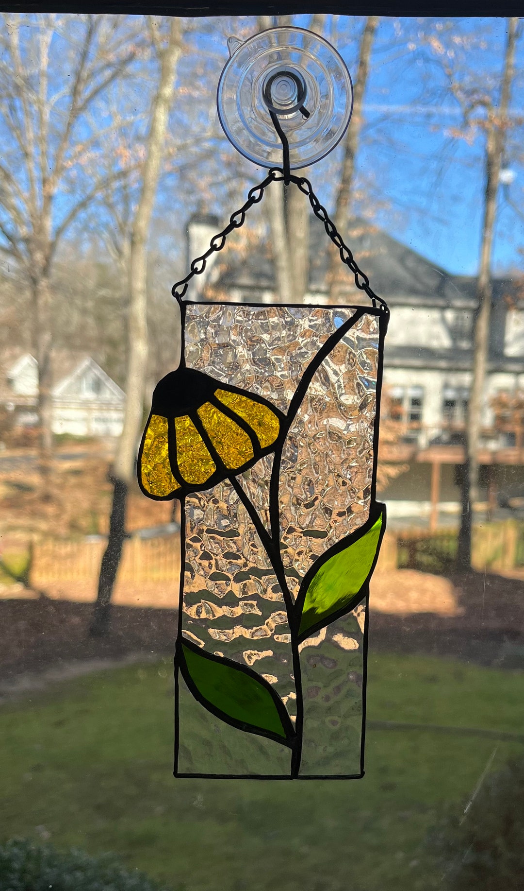 Stained Glass Black-eyed Susan Flower Panel Suncatcher Daisy - Etsy