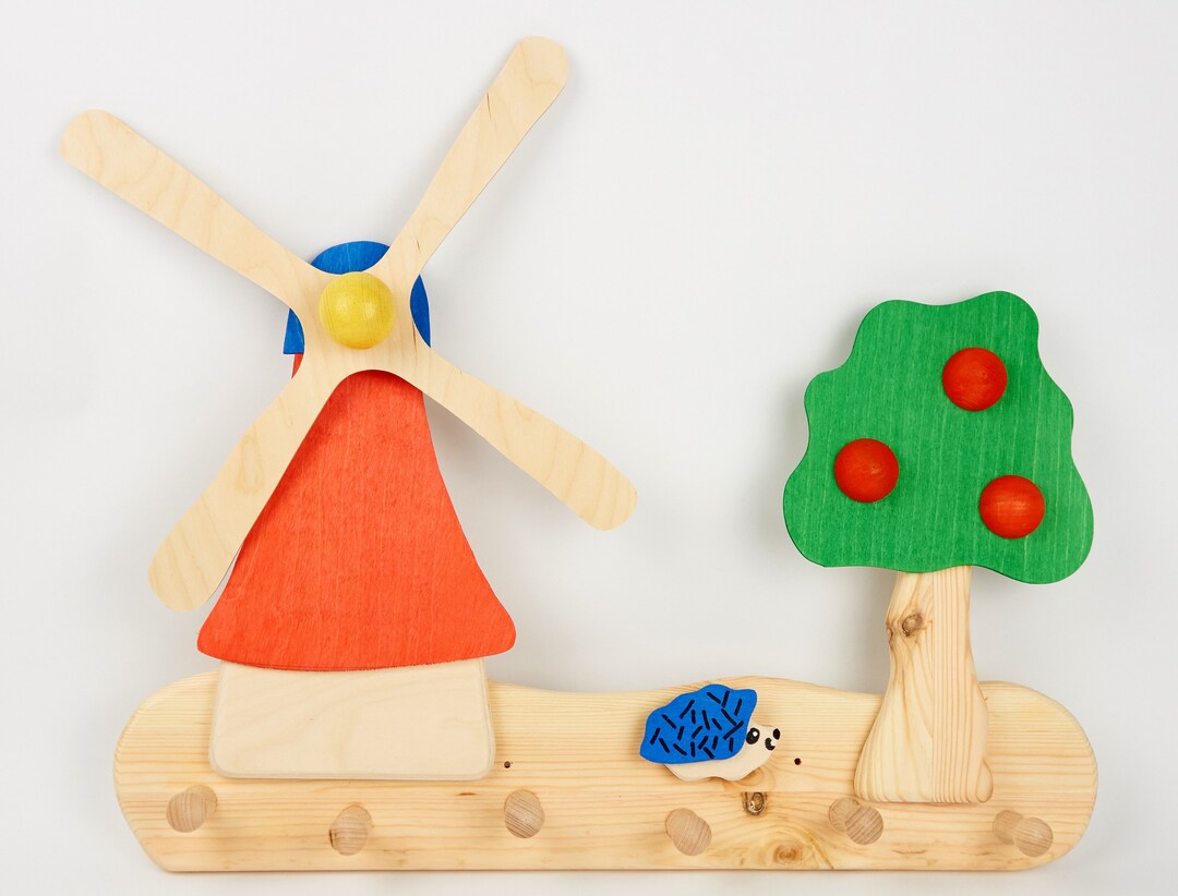 Children's Coat Rack Large Windmill Sturdy Handmade Wooden Coat Rack ...