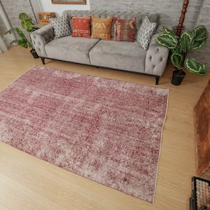 5x8 Pink Kitchen Rug, Distressed Pink Vintage Rug, 5'2" X 8'4" Area Rug ...