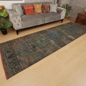 3x11 Distressed Kitchen Rug, Vintage Corridor Rug, 3'5" X 10'11" Boho ...