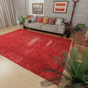 Home Decor Boho Rug 7x11, Living Room Rug, Red Turkish Rug, 7'3 X 10'6 ...