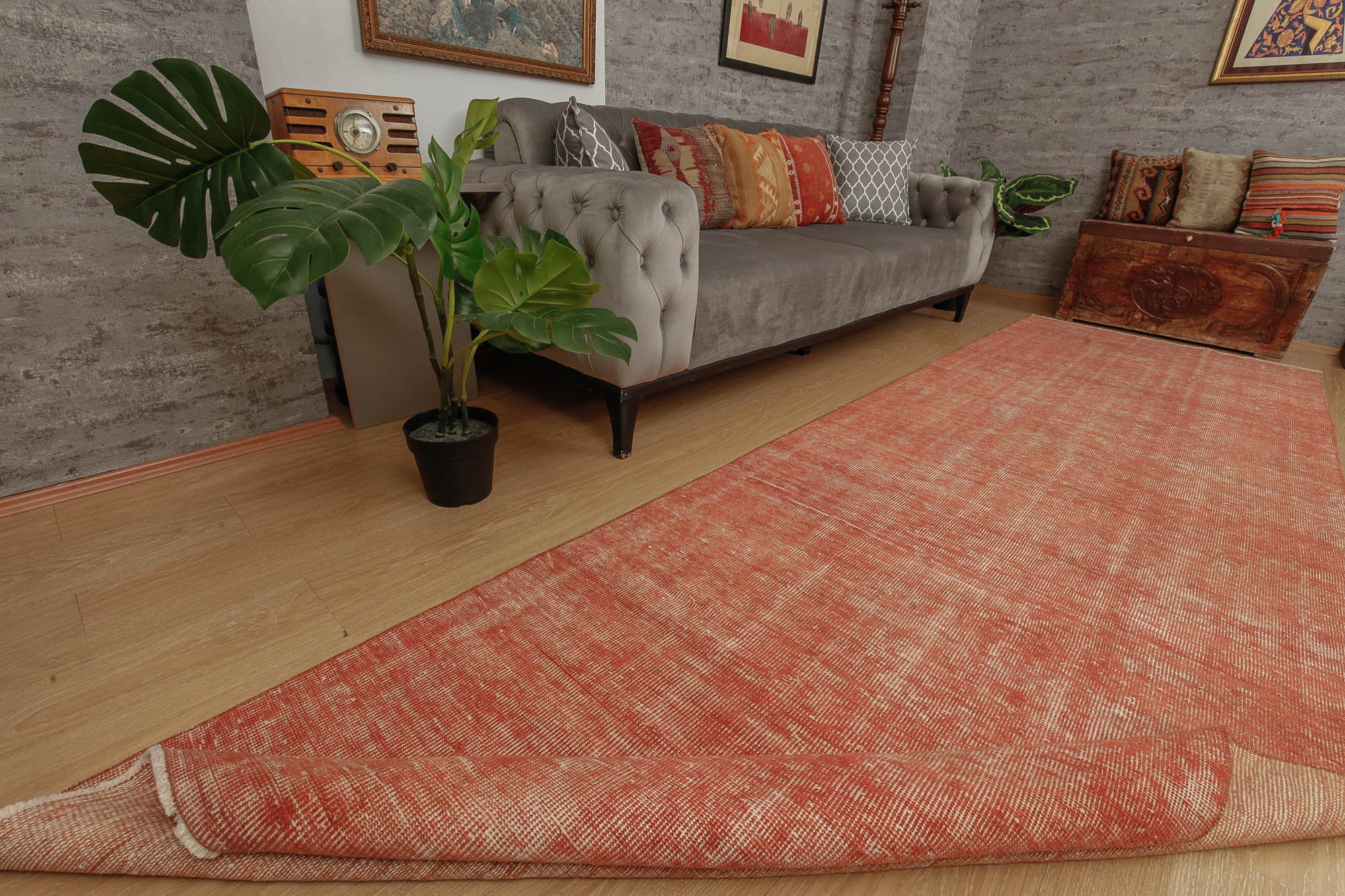 4x13 Simple Orange Runner, Corridor Rug, 3'9