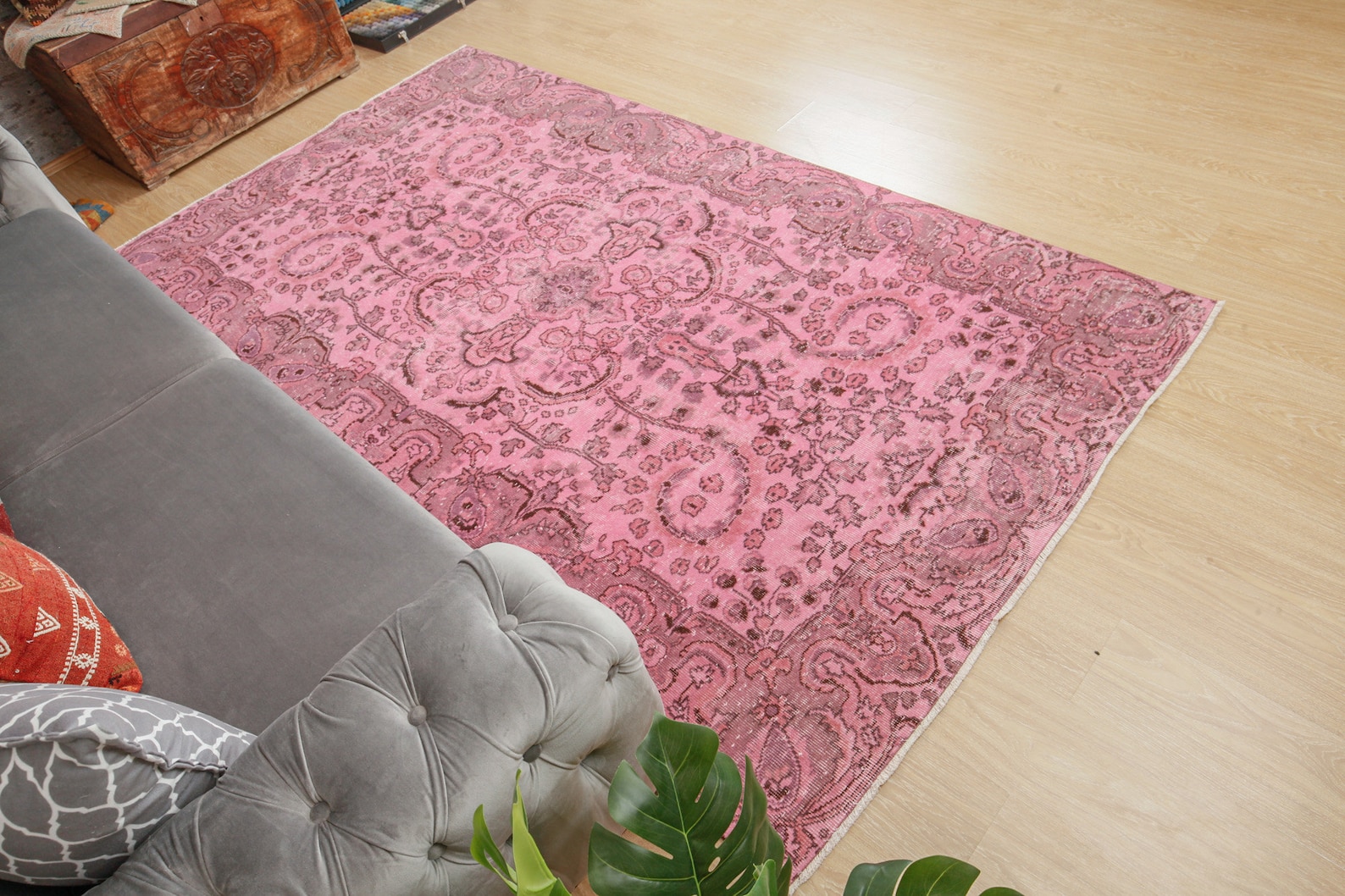 5'2 x 8'10 Oriental low Pile Pink Carpet | Etsy