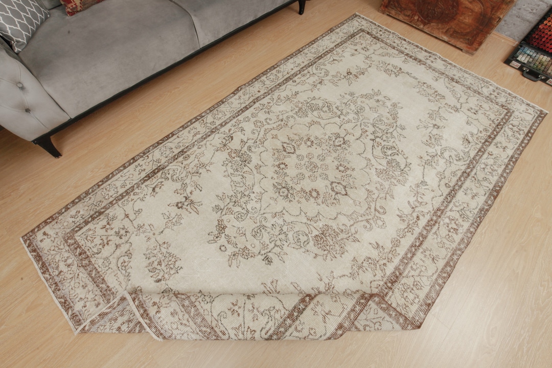 5x10 Ivory Brown Vintage Rug, Rug for Living Room,5'5" X 9'6" Area Rug ...
