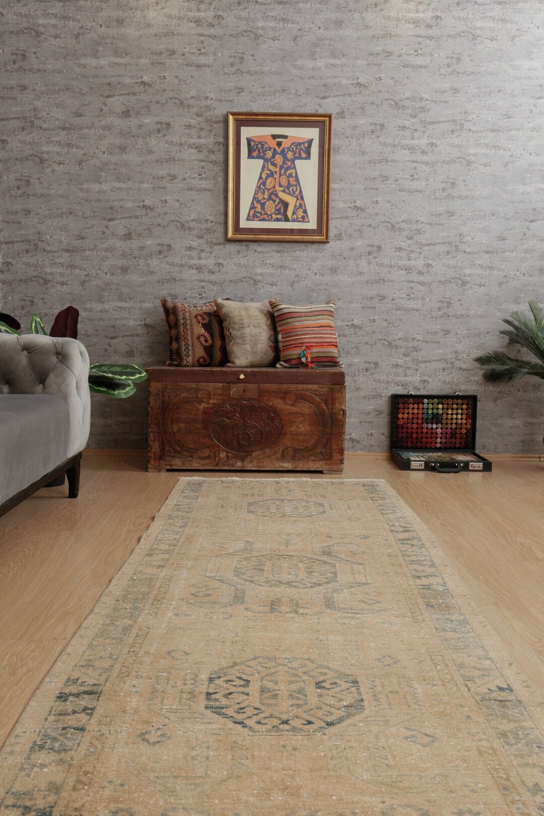 3x11 Beige Brown Woven Runner, Home Decor Runner, Corridor Runner, 3'1 ...