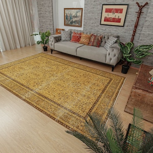 6x10 Living Room Rug, Yellow Brown Area Rug, 6'5" X 9'11" Dining Room ...