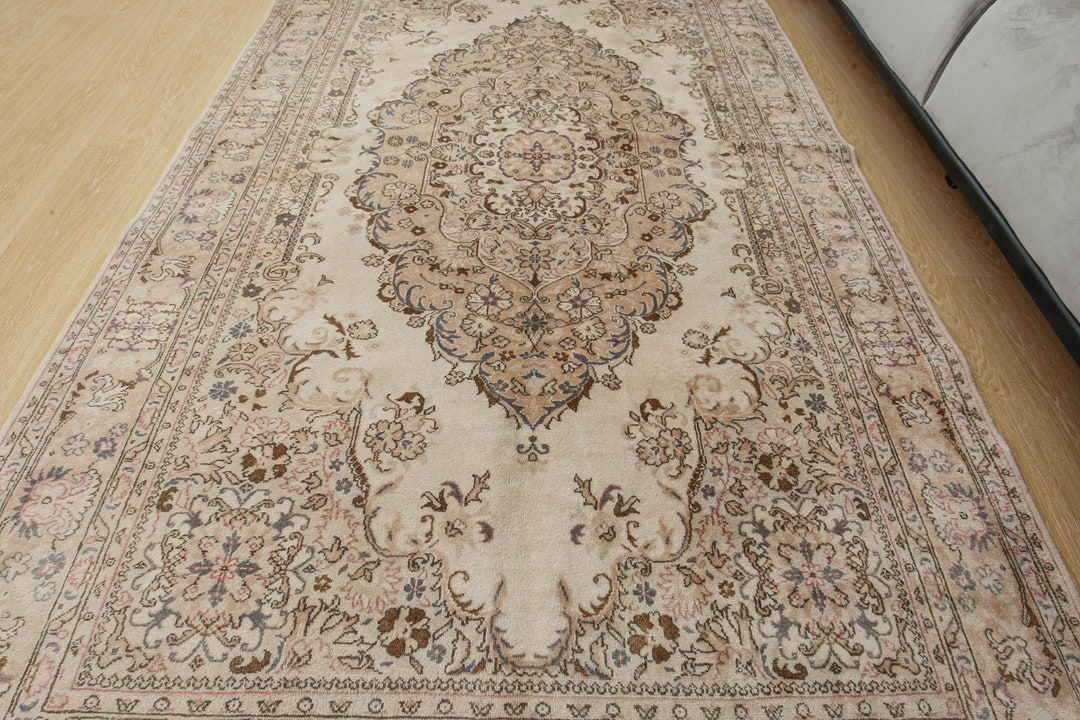 5x9 Beige Brown Original Demirci Rugretro Rug Hand Woven Rug - Etsy