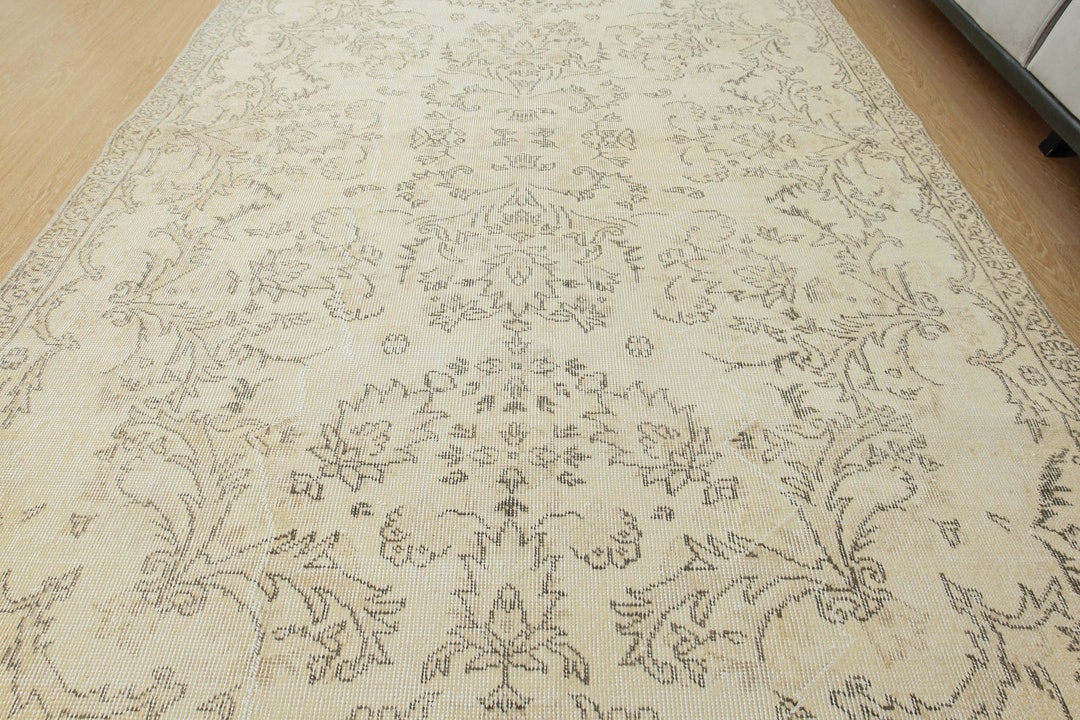 6x10 Retro Area Rug, Beige Living Room Rug, 6' X 9'10" Bedroom Rug ...