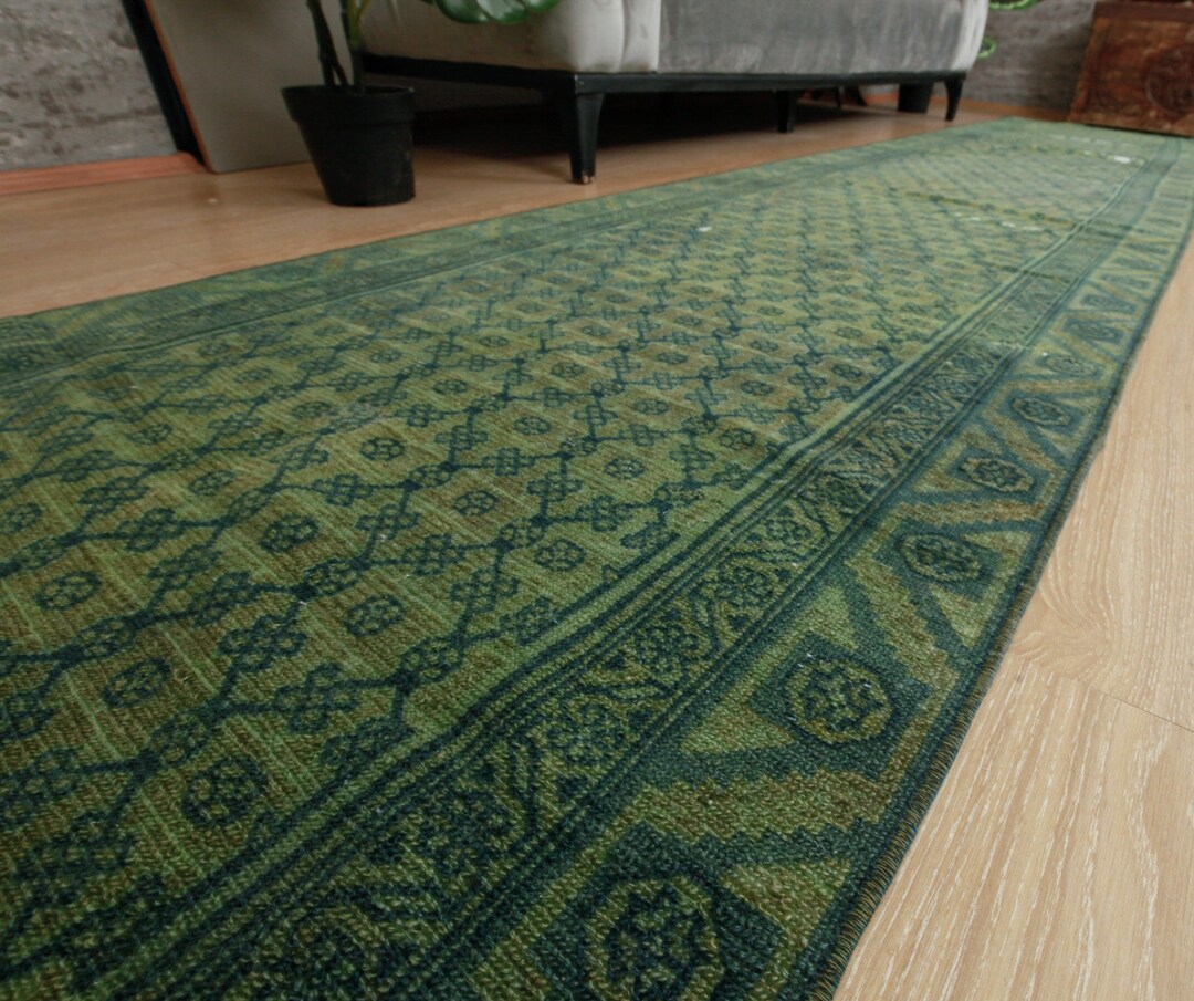 3x15 Green Hallway Rug , Rustic Woven Runner , Boho Runner, 2'11 X 15'2 ...