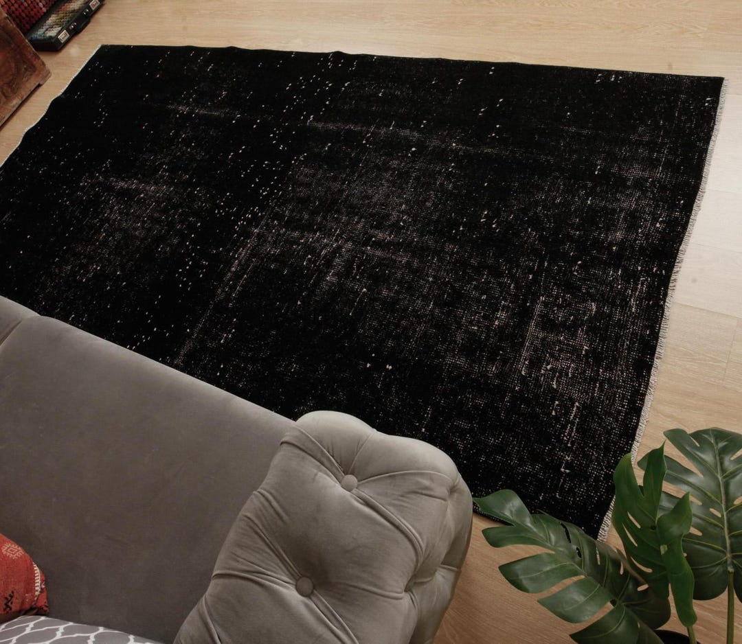 5x9 Dark Decor Dining Room Rug , Black Area Rug, 4'11" X 9'1" Vintage ...