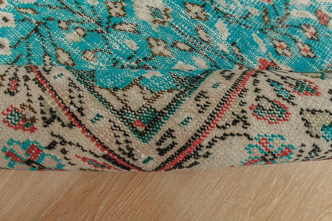 Teal Floral Bedroom Rug 6x9 , Kitchen Rug, Rug for Living Room, 6'5 X 9 ...