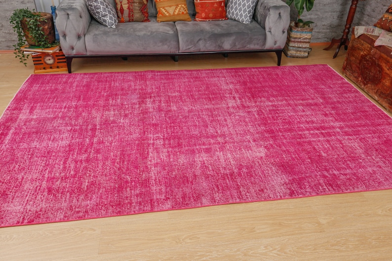 Hot Pink Area Rug 6'7 X 10'6 Turkish | Etsy