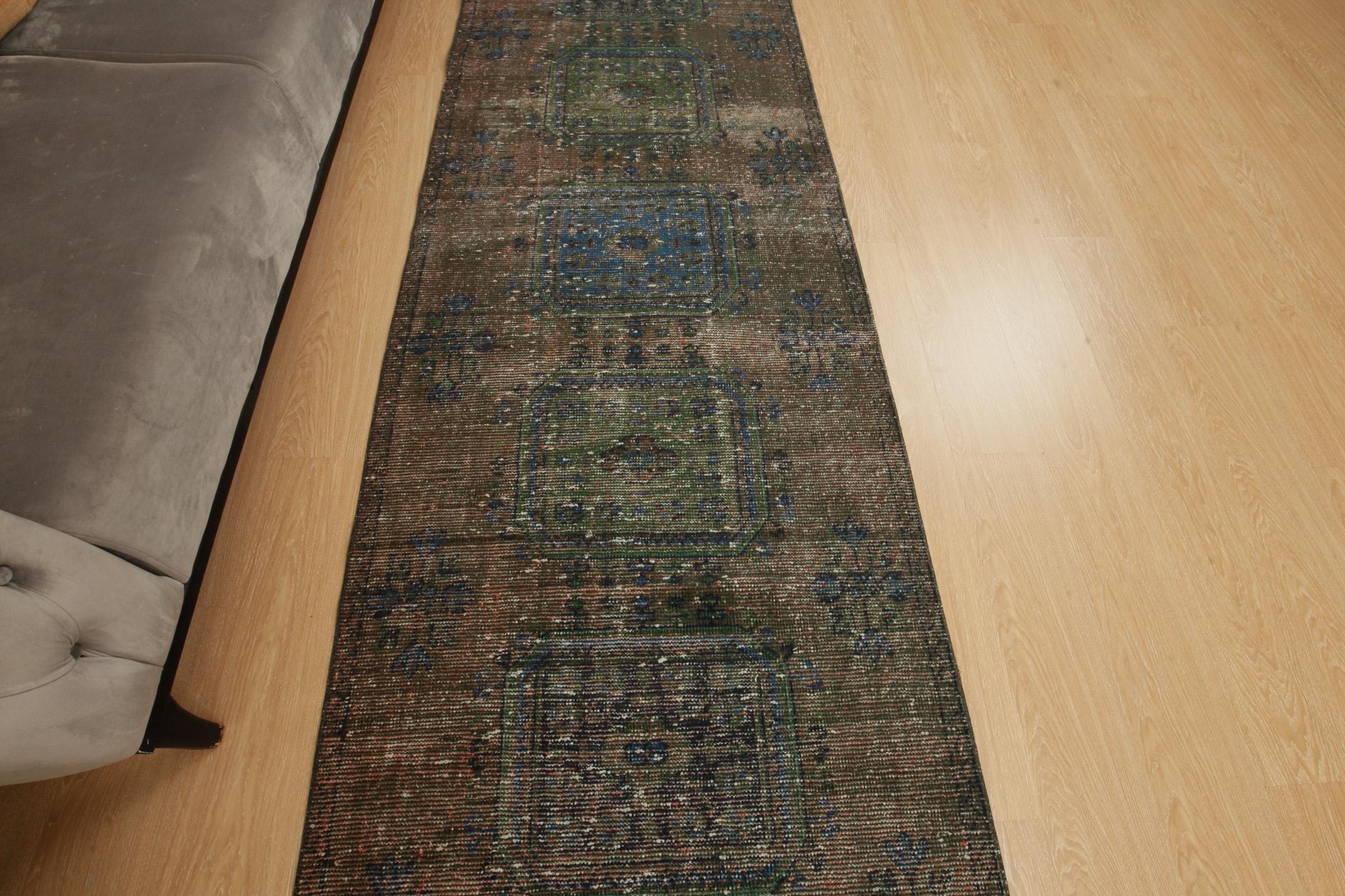 3x11 Distressed Kitchen Rug, Vintage Corridor Rug, 3'5" X 10'11" Boho ...