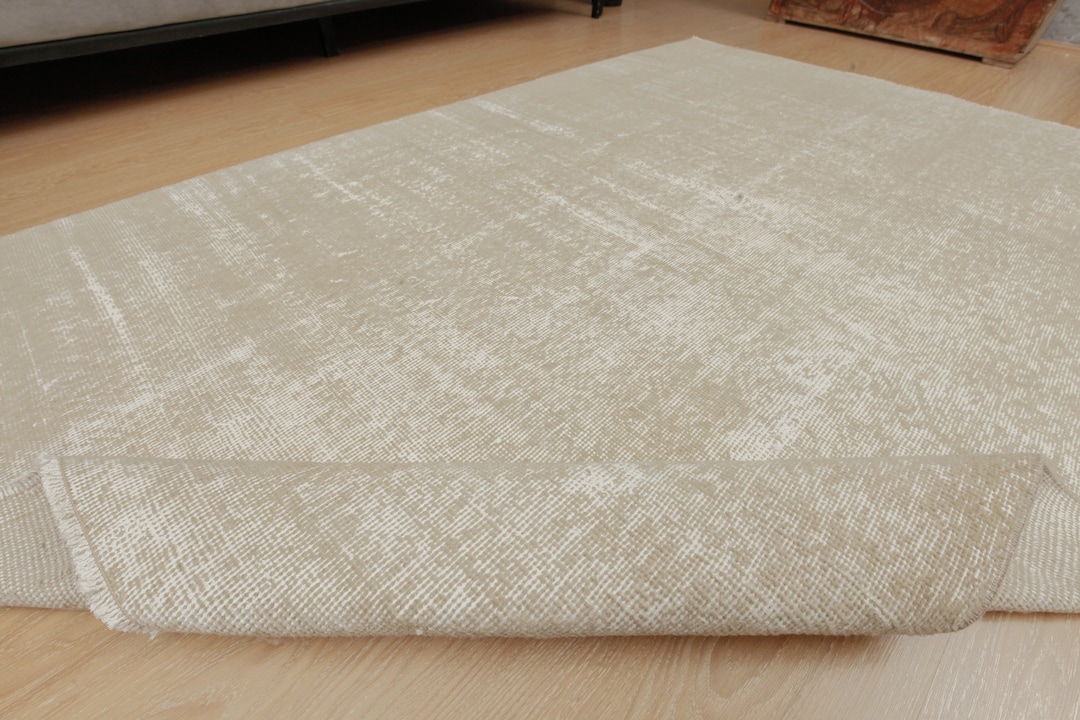 5x7 Simple Ivory Rug, Kitchen Rug, Retro Area Rug, 4'9" X 7'1" Rustic ...