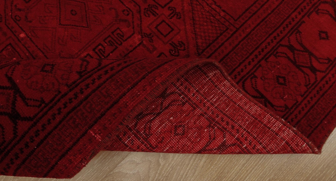 6x9 Dark Red Geometric Rug for Living Room, Home Decor Rug, Boho Rug, 6 ...