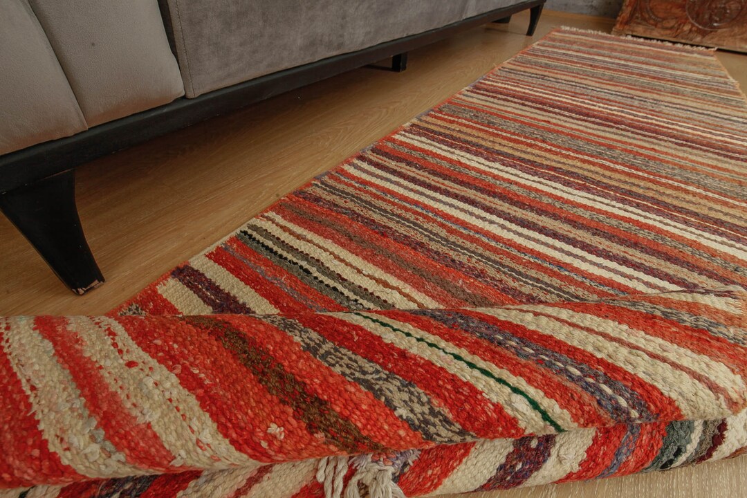 3x10 Boho Corridor Runner, Hemp Runner, 2'8" X 10' Striped Vintage ...