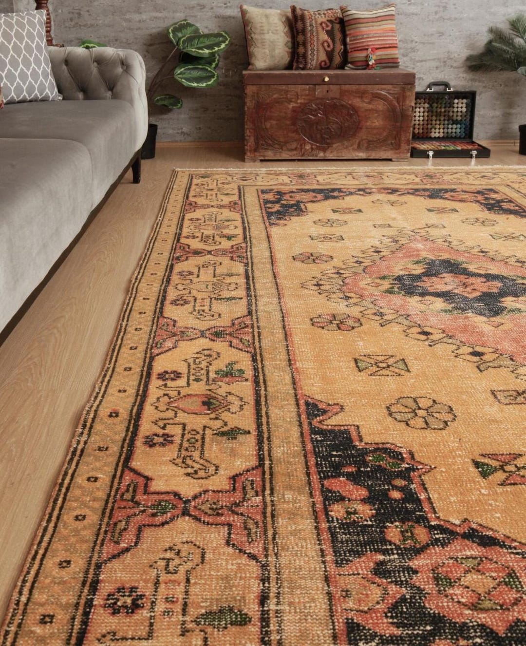6x10 Turkish Area Rug, Oriental Dining Room Rug, 6'5" X 10'1" Office ...