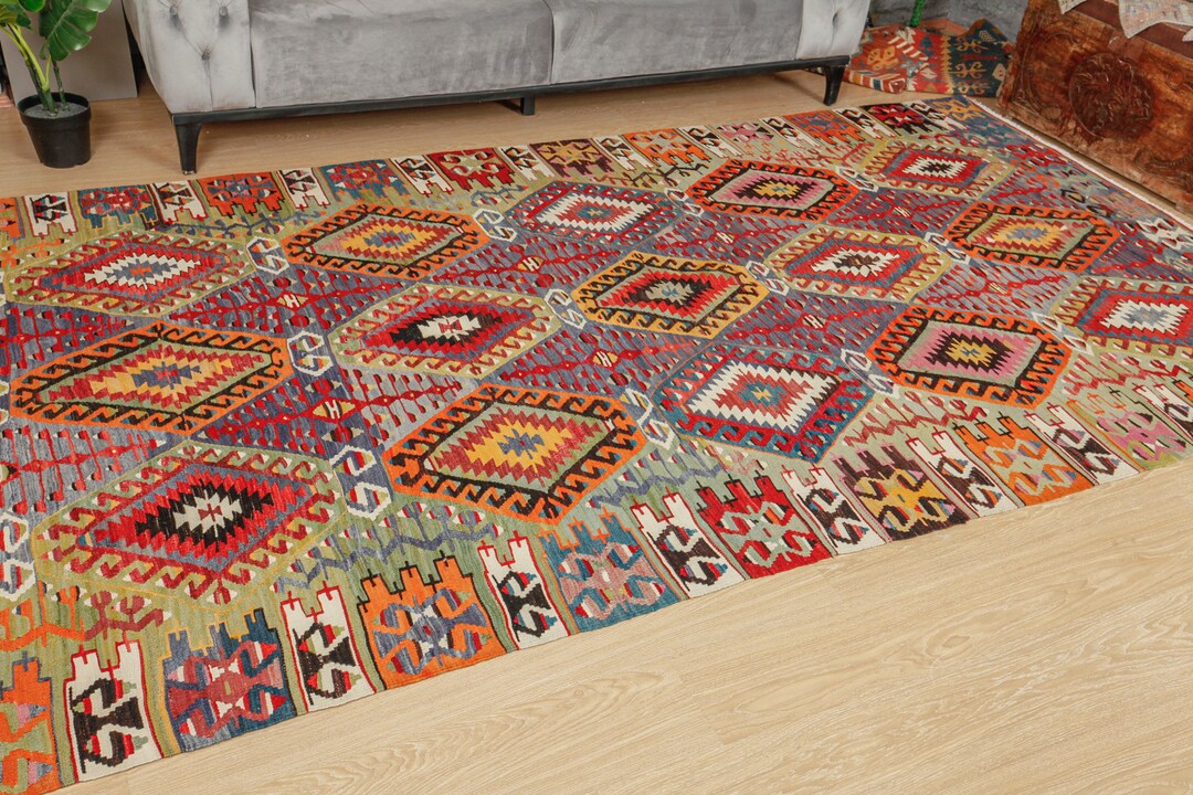 6x12 Living Room Rug , 6'5 X 12' Handmade Bedroom Kilim ,area Rug Kilim ...