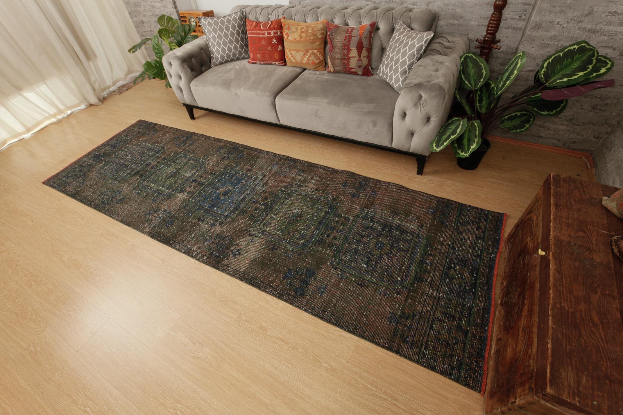 3x11 Distressed Kitchen Rug, Vintage Corridor Rug, 3'5" X 10'11" Boho ...