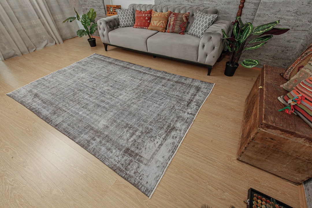 5x8 Kitchen Grey Rug, Dining Room Rug, Distressed Turkish Rug, 5'4" X 7 ...