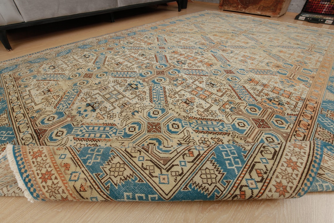 6x9 Geometric Woven Wool Rug, Handmade Rug, Area Rug, 6'5 X 9'5 Retro ...