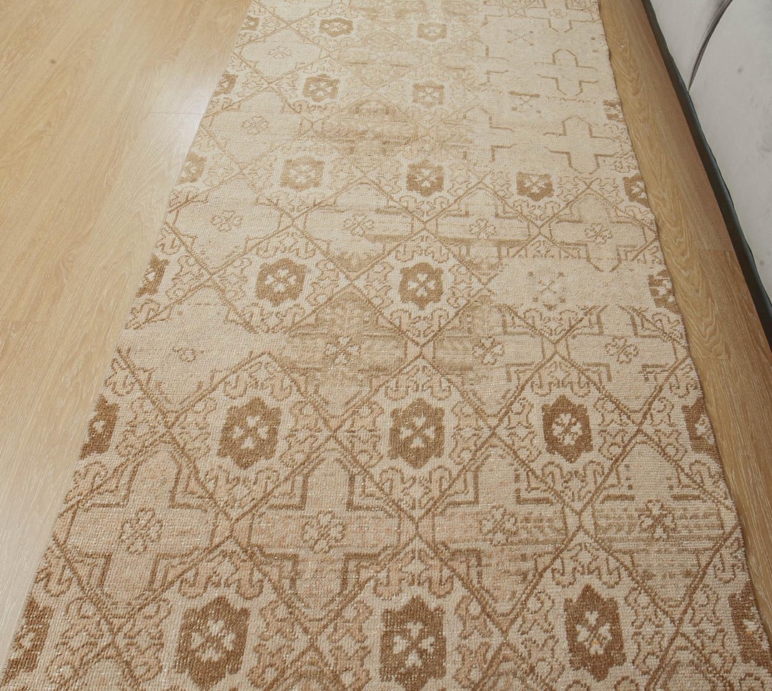4x9 Geometric Kitchen Rug, Entryway Beige Brown Rug, 3'8" X 9'2" Retro ...