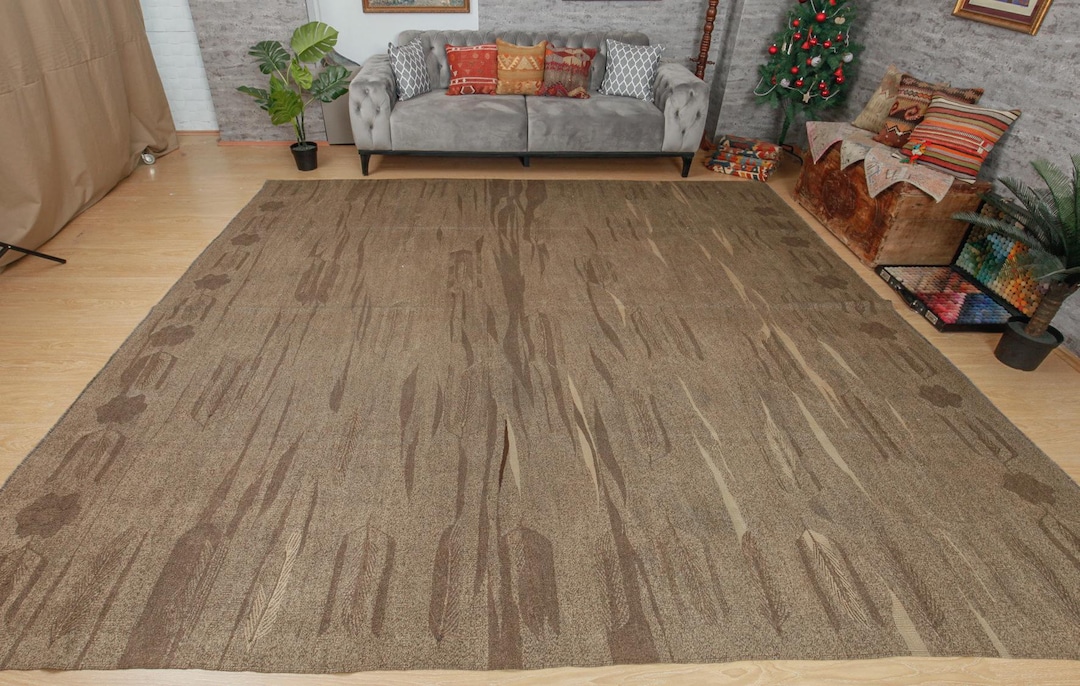 10x11 Square Minimal Turkish Kilim Area Rug , Pastel Deco Living Room ...