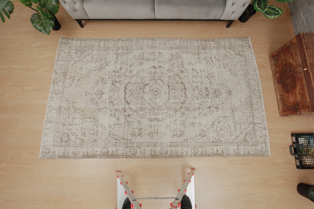 6x10 Home Decor Ivory Rug, Dining Room Rug, Boho Rug, 5'6 X 9'6 Vintage ...
